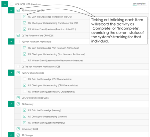 Student Progress Control - CSUK:ReviseCS