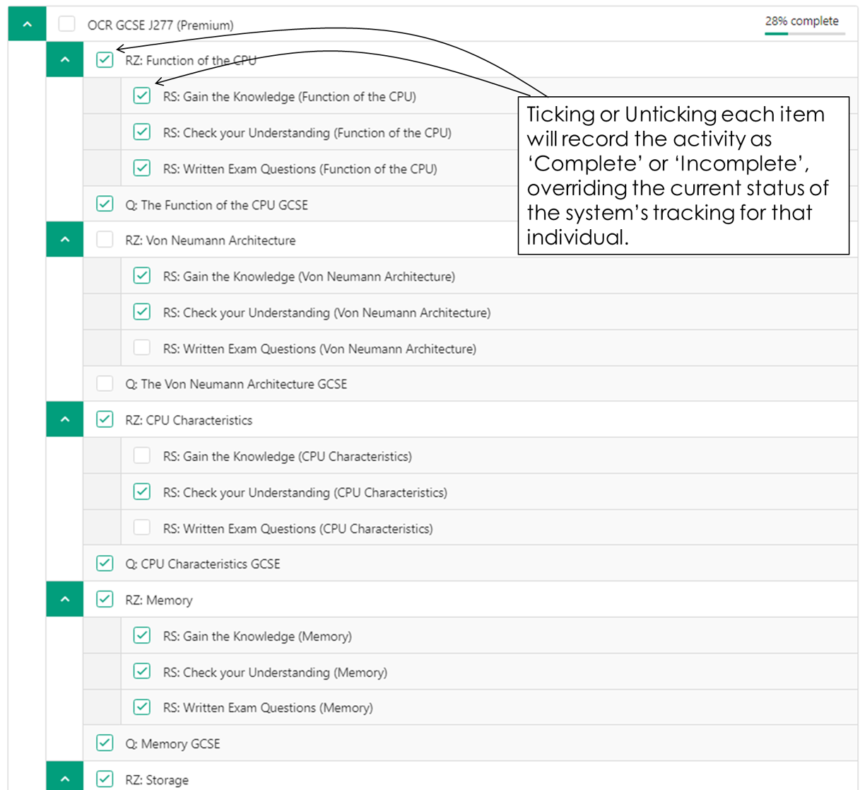Student Progress Control - CSUK:ReviseCS